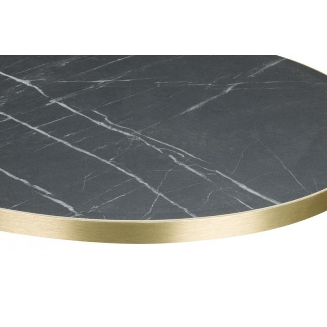 Cast Iron Slimline Dining Table Round Black Marble Gold Edging | Chair ...