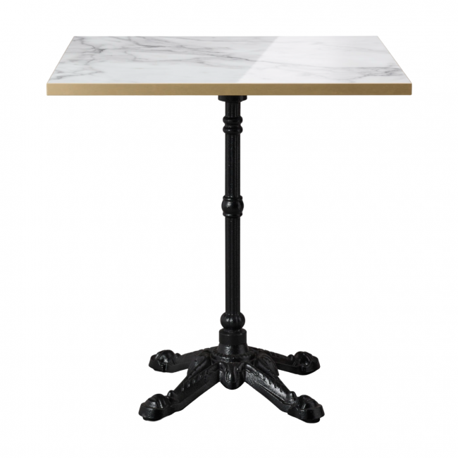Laminate Table Square White Marble Gold Edging - Bistro Base | Chair ...