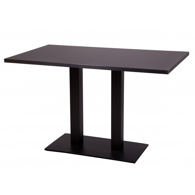 Flat Steel Twin Dining Table Dark Oak | Chair Business