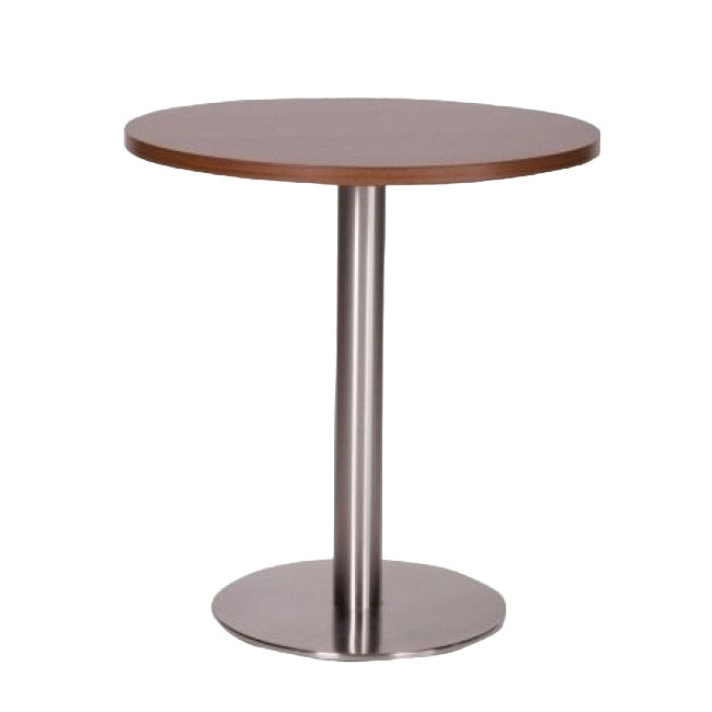 Stainless Steel Round Dining Table Walnut 600mm | Chair Business
